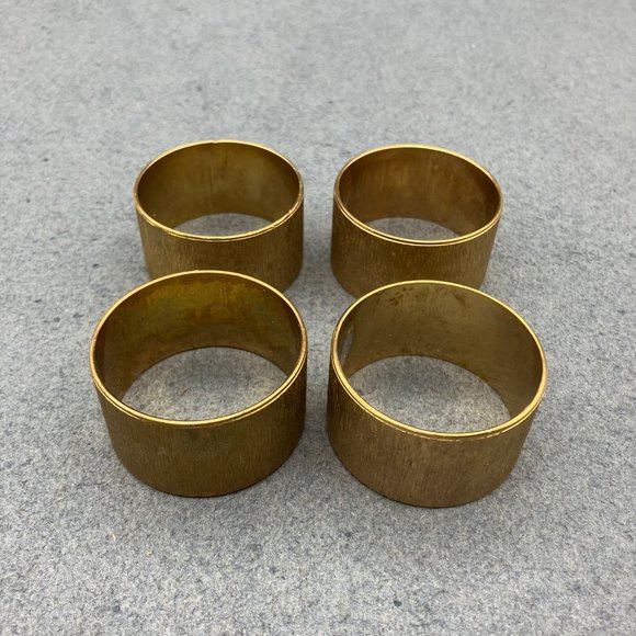 Dining | Napkin Rings Set Of Four As Is Gold Textured Classic Retro ...